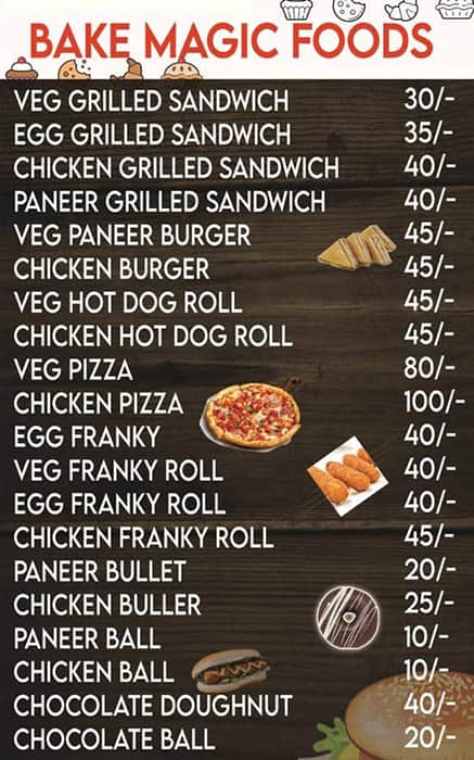 Menu of Bake Magic Foods, Moti Nagar, Hyderabad