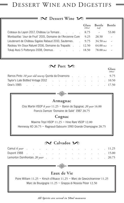 Menu at The Wolseley cafe, London, 160 Piccadilly