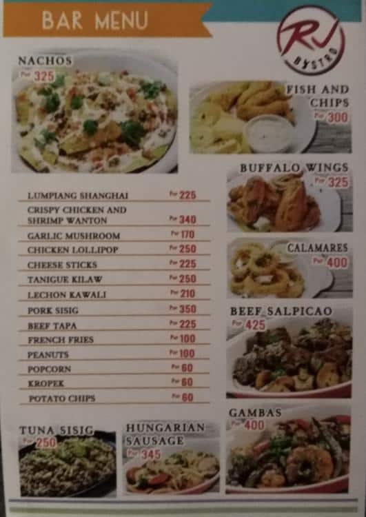 Menu at RJ Bistro pub & bar, Makati, Dusit Thani Hotel