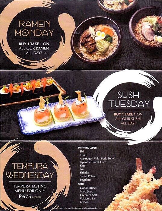 Menu at Yumi Japanese (Tepan and Ramen) restaurant, Makati