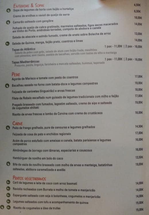 Menu at Colinas de Lisboa - Tryp Lisboa Aeroporto Hotel, Lisbon