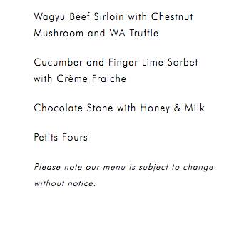 Menu at Tetsuya's Restaurant, Sydney