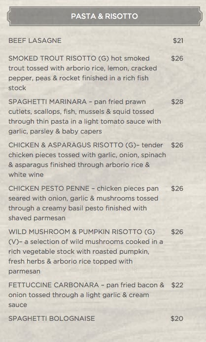 Menu at Rosebud Hotel restaurant, Rosebud, Point Nepean Rd