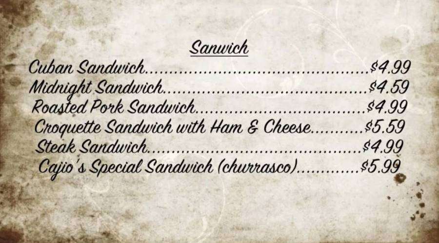 Cajio's Cuban Cuisine Menu - Urbanspoon/Zomato