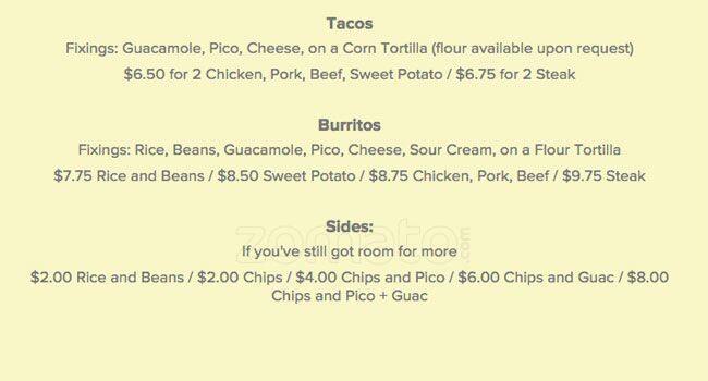 Menu at Honest Tom's fast food, Philadelphia, 261 S 44th St