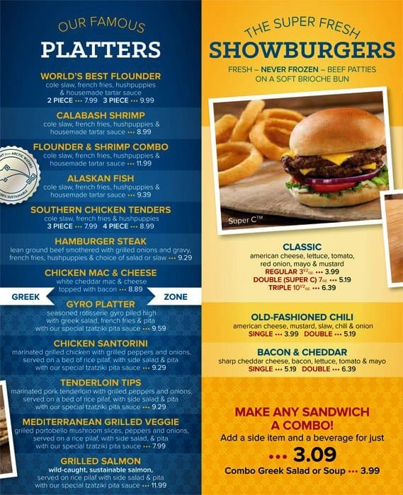 Menu at Showmars restaurant, Mint Hill, Matthews-Mint Hill Rd