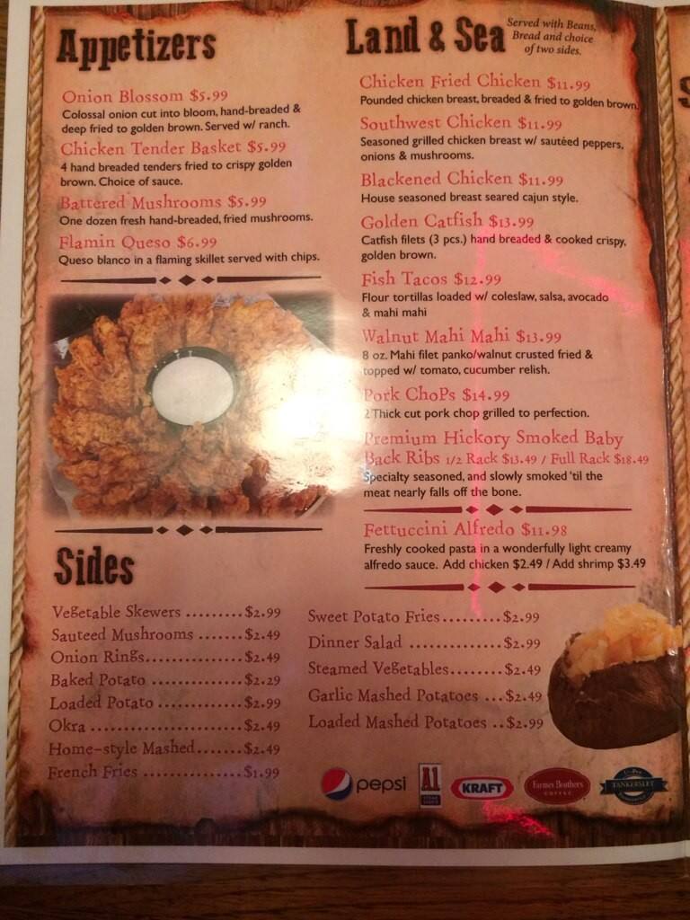 Menu at Big Jake's Cattle Co steakhouse, Van Buren, Fayetteville Rd