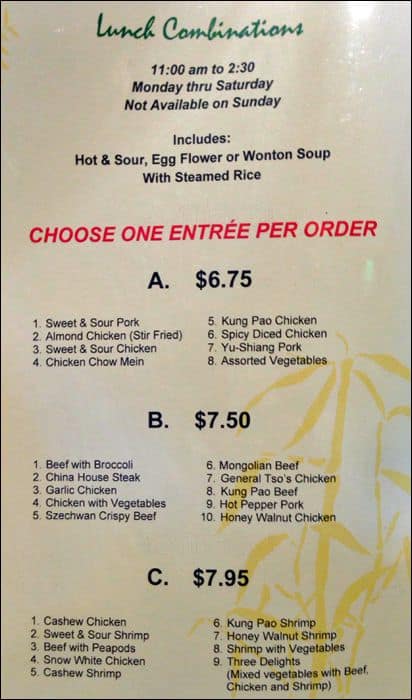 Menu at Jay's Asian Grill restaurant, Federal Way