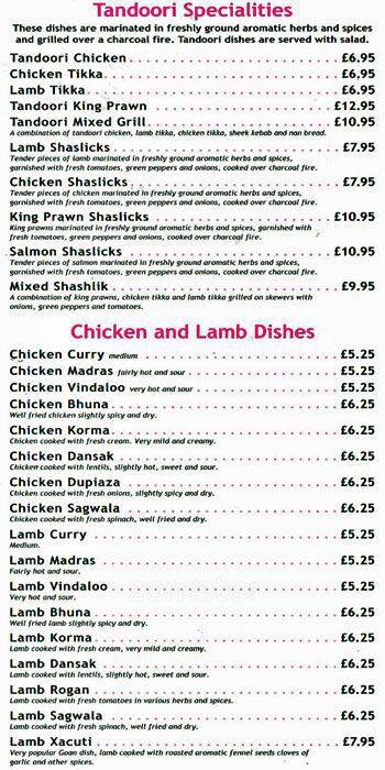 Menu at Elachi Indian Restaurant, Orpington