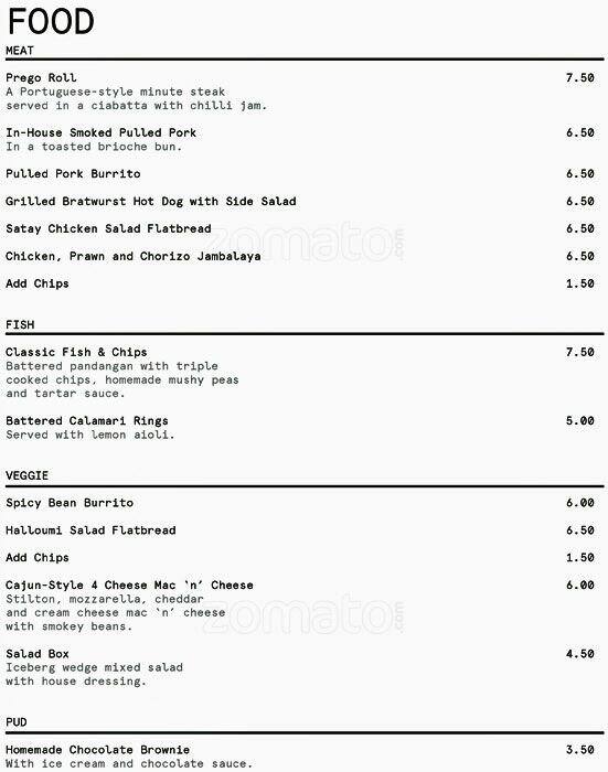 Menu at The Jetty pub & bar, London