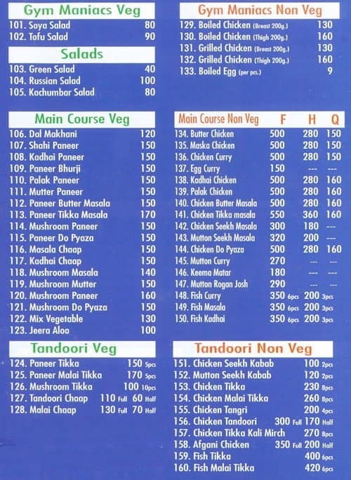 Menu at Roadside Cafe, Delhi