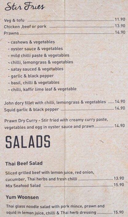Menu at Issan Thai Street Food, Footscray, 10 Droop St