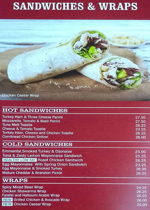 Menu at Costa Coffee restaurant, Dubai, Sheikh Mohammed bin Rashid Blvd