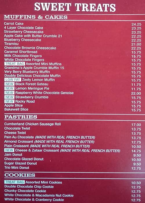 Menu at Costa Coffee restaurant, Dubai, Sheikh Mohammed bin Rashid Blvd
