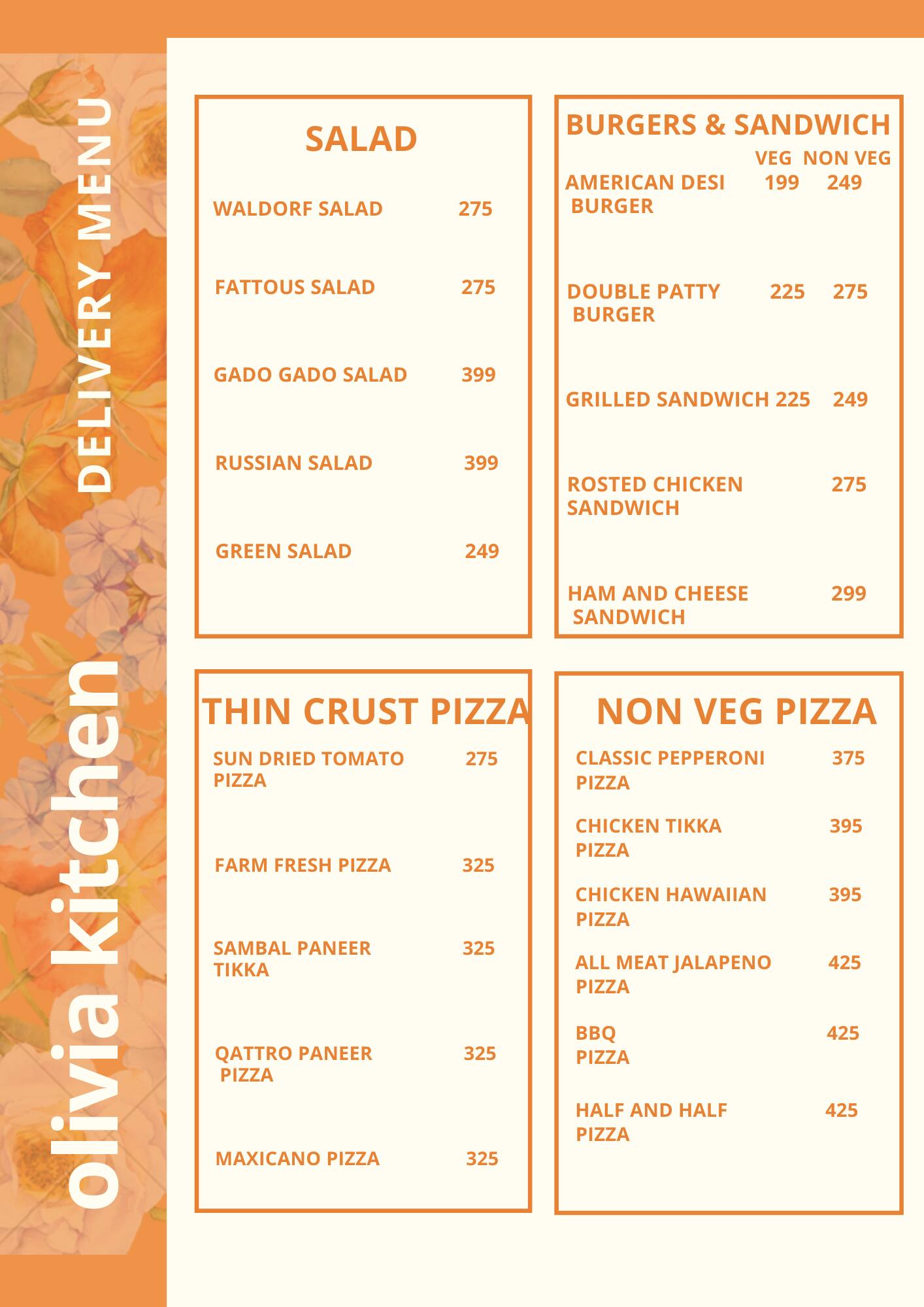 Menu at The Olivia Bar and Kitchen, Ludhiana