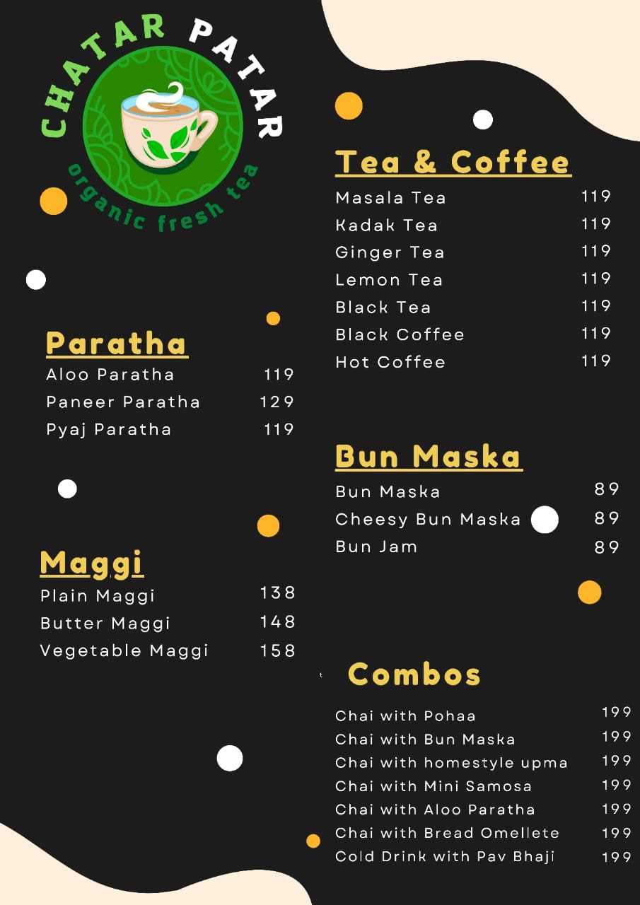 Menu of Chatar Patar, Sector 69, Gurgaon