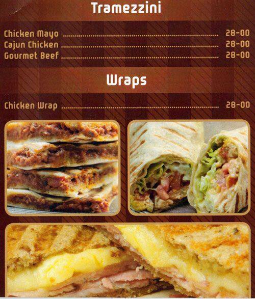 Menu at Varsity Cafe, Pretoria