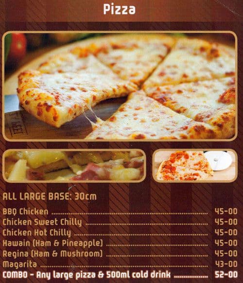 Menu at Varsity Cafe, Pretoria