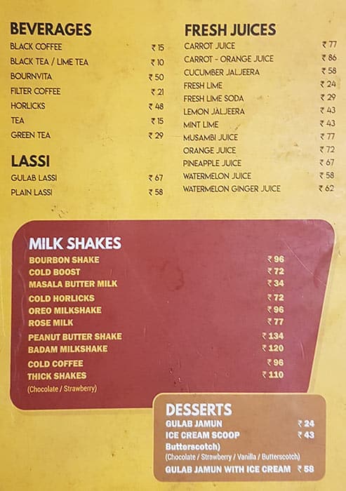 Menu at Gokul Oottupura Vegetarian - Kadavanthra, Kochi, Kaloor ...