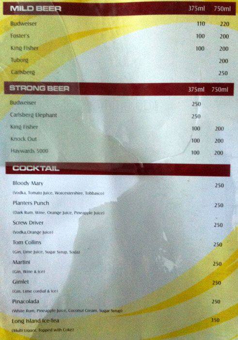 Menu at Hotel The Landmark, Nashik