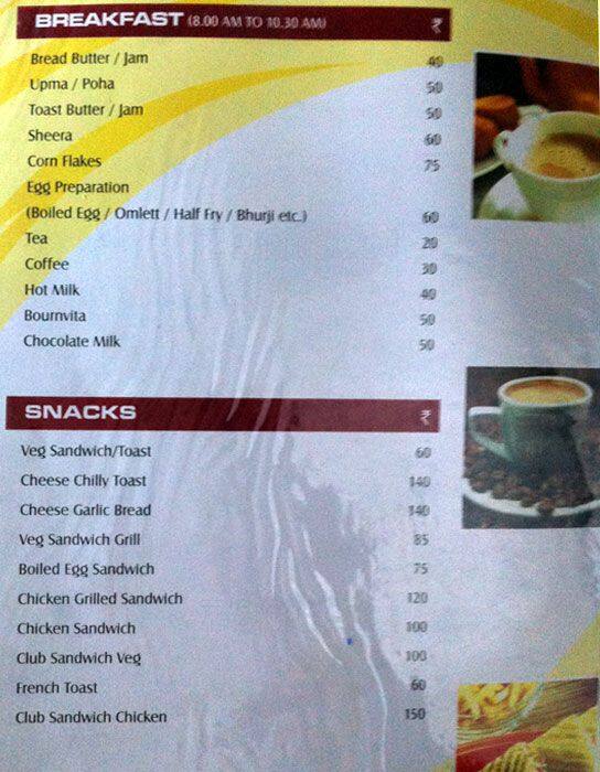 Menu at Hotel The Landmark, Nashik