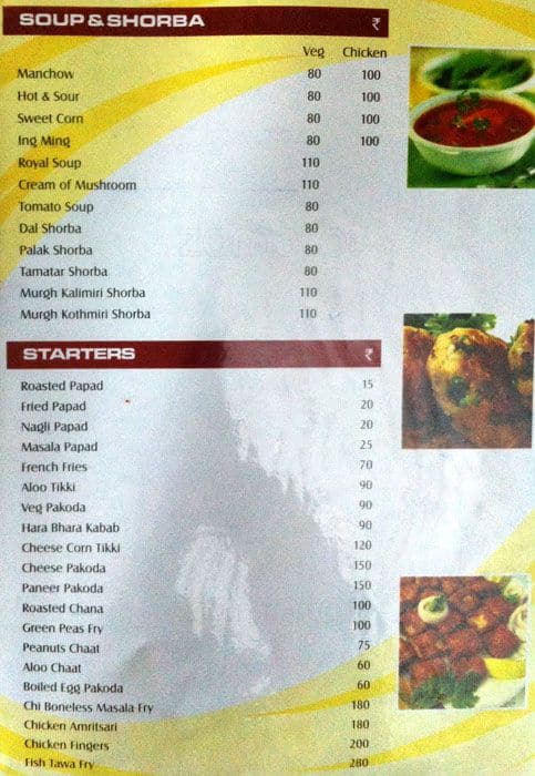 Menu at Hotel The Landmark, Nashik