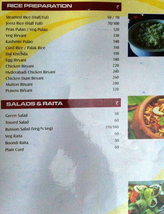 Menu at Hotel The Landmark, Nashik