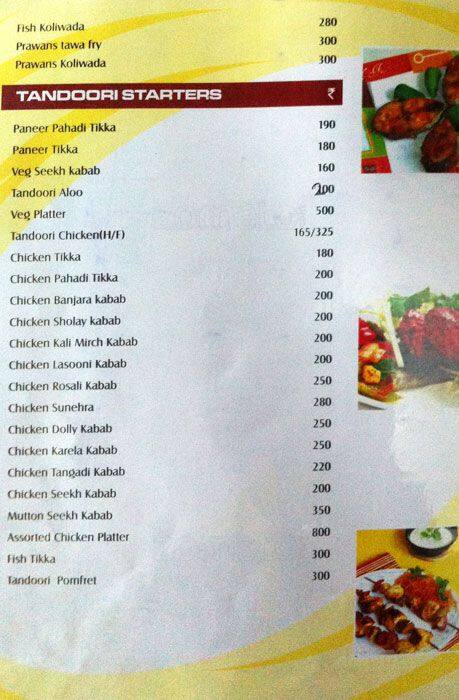 Menu at Hotel The Landmark, Nashik