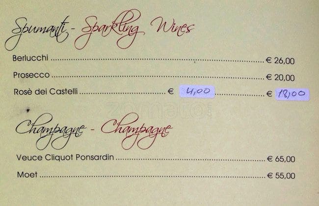 Menu at L'orso 80 restaurant, Rome