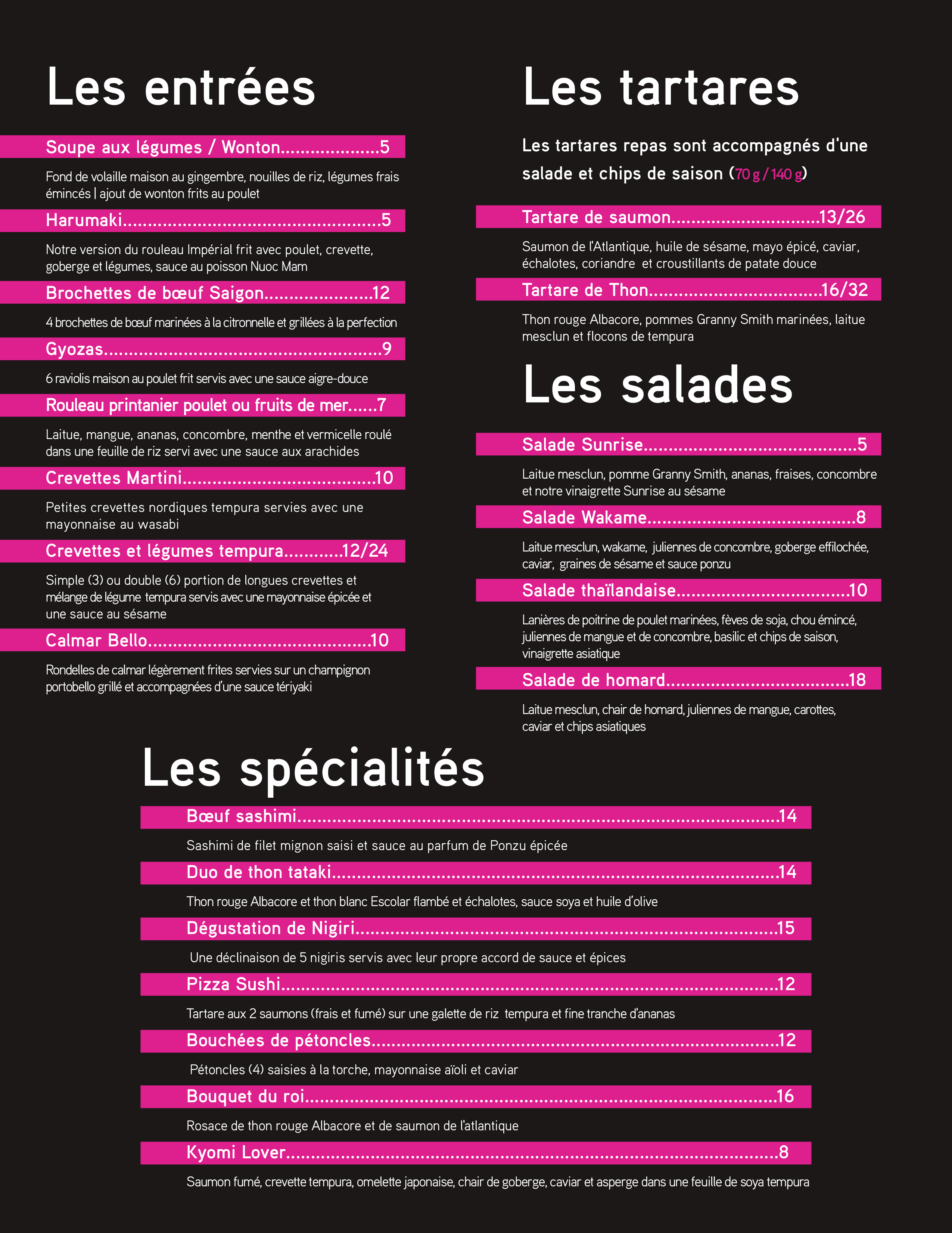 Menu at Restaurant Kyomi Lasalle, Montreal, Newman Blvd