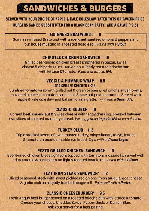 Menu at World Of Beer pub & bar, Arlington