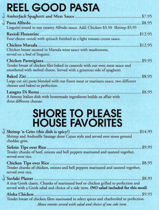 Menu at AmberJack Seafood & Steaks Restaurant, Gastonia