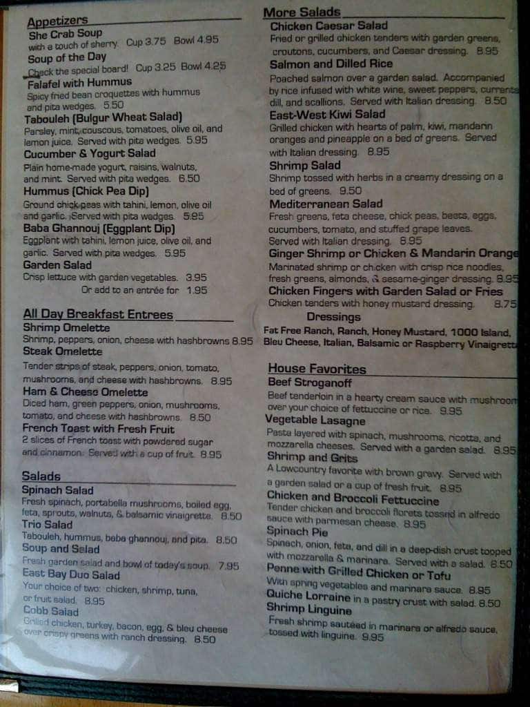 Menu at Saffron Restaurant & Bakery, Charleston