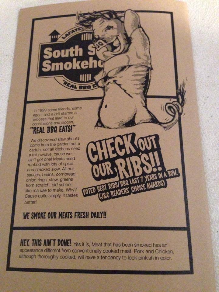 Menu at South Street Smokehouse BBQ, Lafayette