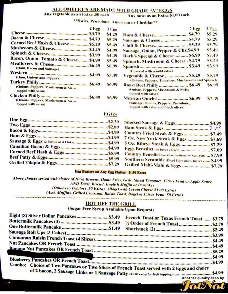 Menu at Mickey's Restaurant, Fort Pierce
