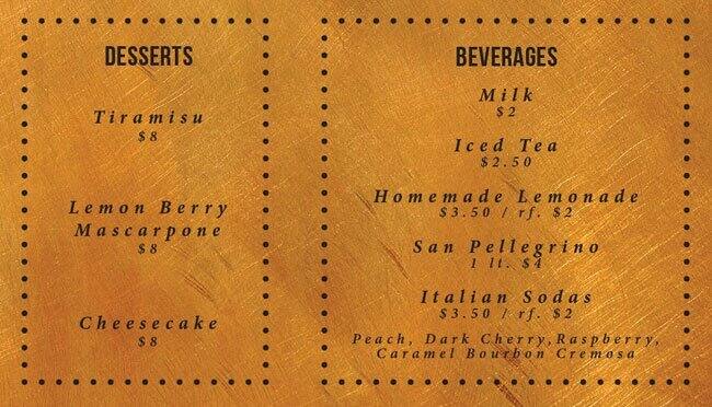 Menu at Duman Artisan Kitchen pizzeria, Mandeville