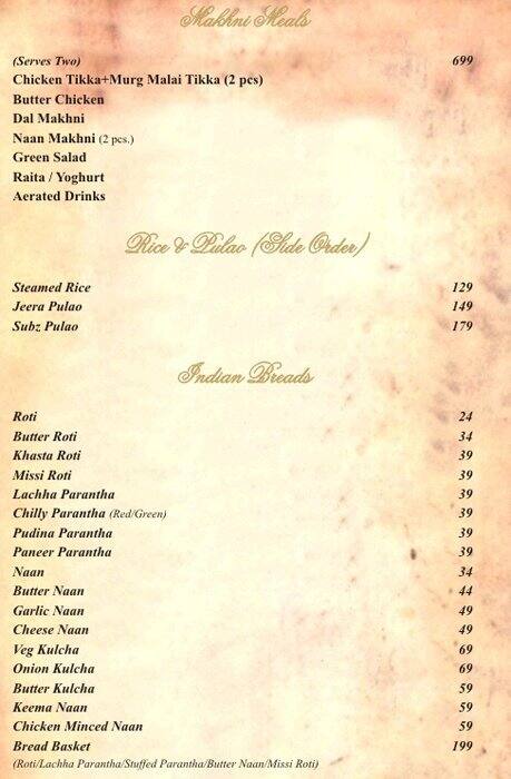 Menu at Moti Mahal Delux Tandoori Trail, Udaipur