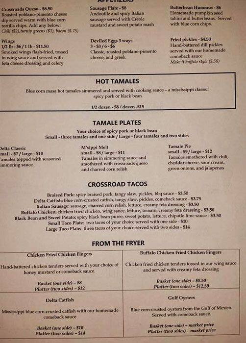 Menu at Delta Blues Hot Tamales restaurant, Birmingham, Pelham Pkwy Ste 1