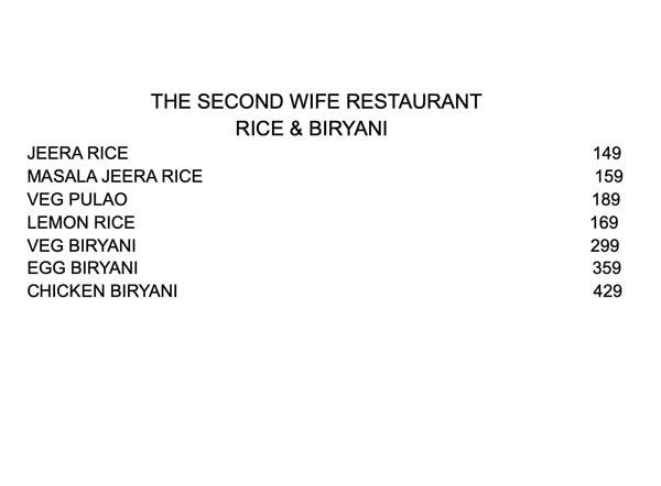 Menu at The Second Wife Restaurant, Noida, Shop no 15
