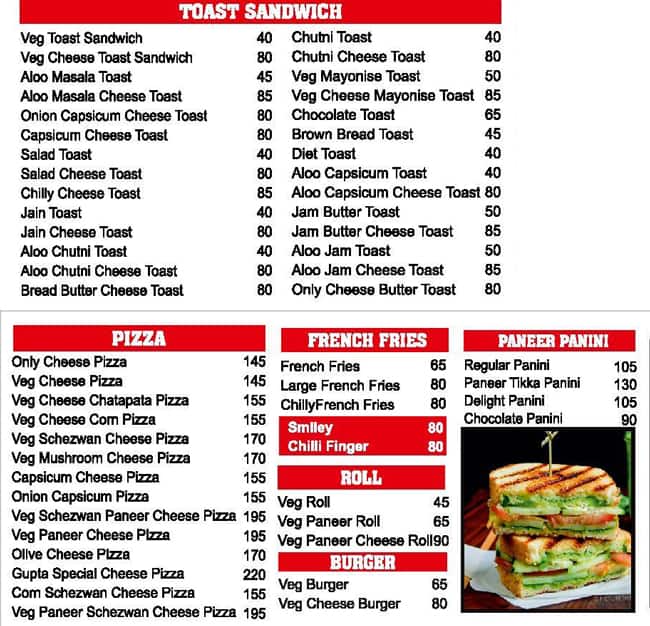 Menu of Gupta Sandwich, Ulwe, Navi Mumbai