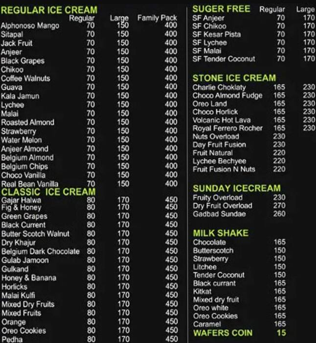 Menu of The Ice Cream, Goregaon West, Mumbai