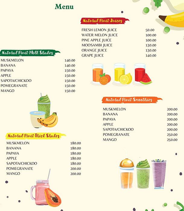 Menu of Natural Nutrients, Lingampally, Hyderabad