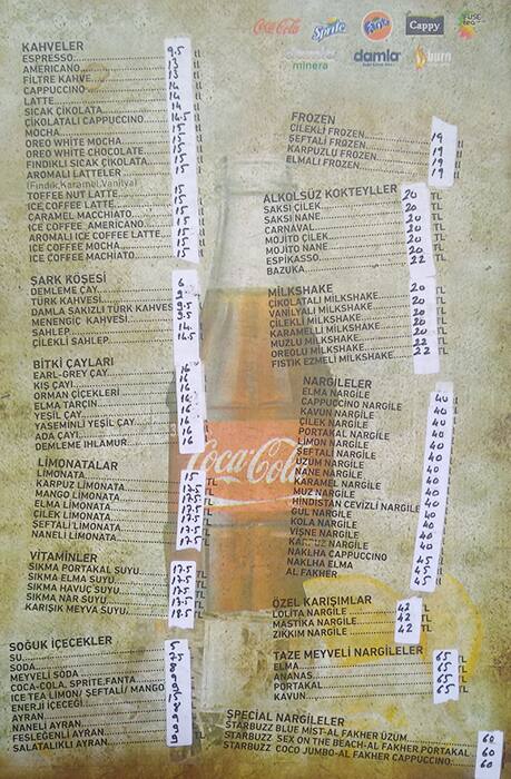 Menu at Cage İstanbul, Istanbul, Muallim Naci Cd. No:7
