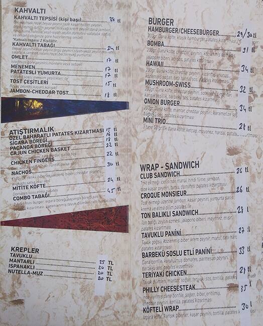 Menu at Cage İstanbul, Istanbul, Muallim Naci Cd. No:7