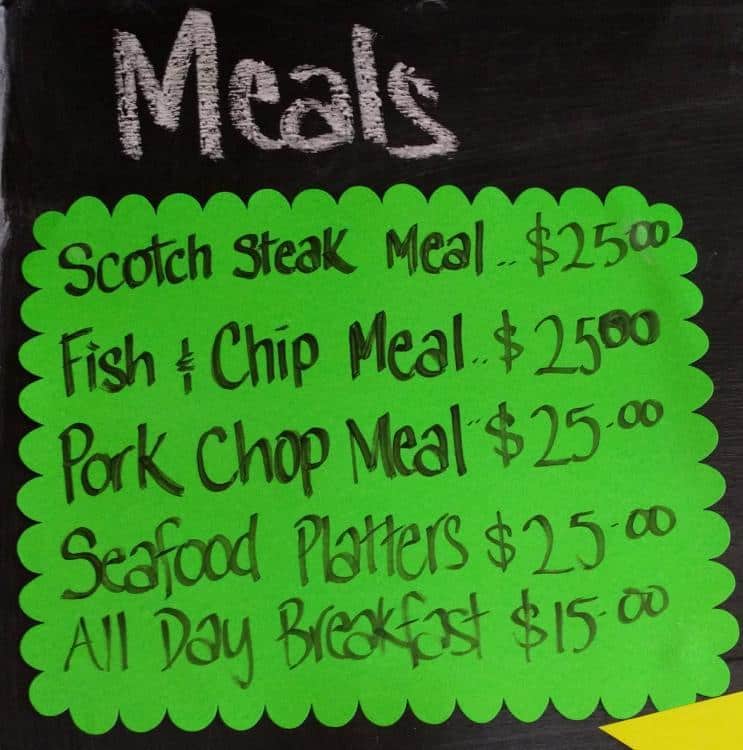 Menu at Mangere Bridge Tavern (The Wanderers Club), Auckland