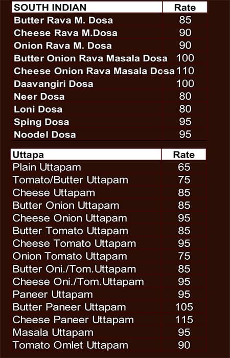 Menu at New Silver Spoon, Nashik
