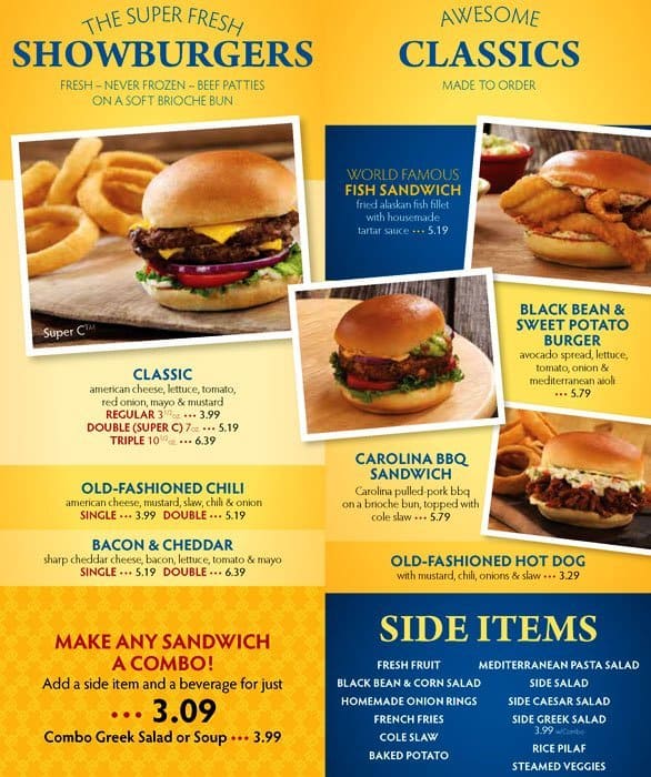 Menu at Showmars fast food, Charlotte, Park Cedar Dr