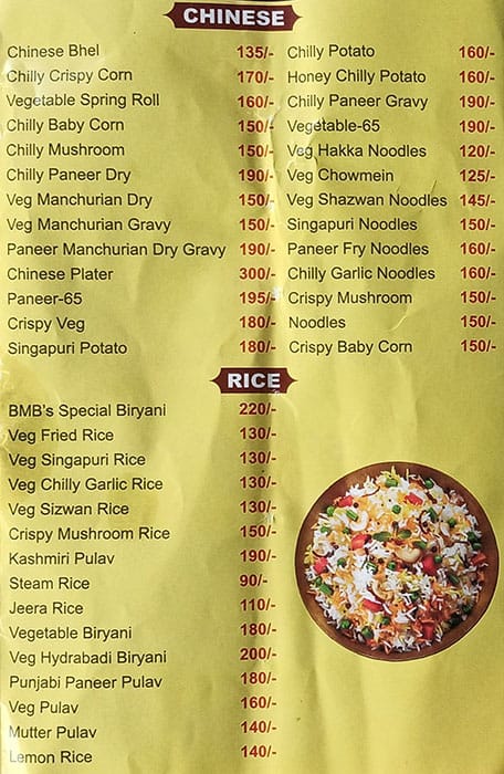 Menu at BMB Sweet Shop Restaurant, Kota