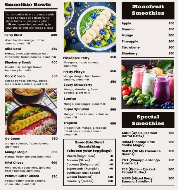 Menu of Ubuntu Eat, New Alipore, Kolkata