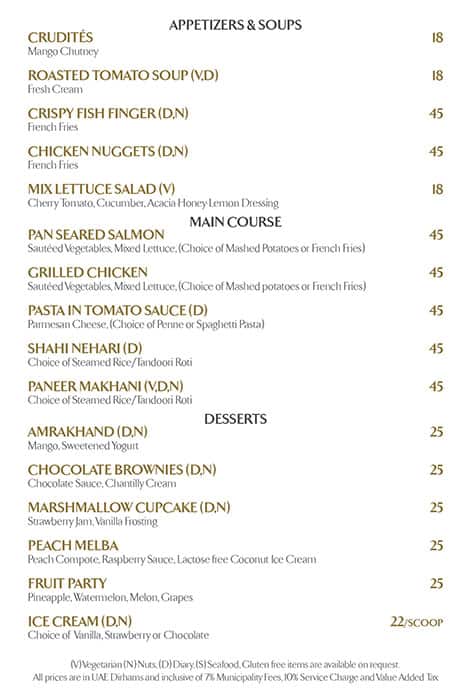 Menu of Amala - Jumeirah Zabeel Saray, Palm Jumeirah, Dubai
